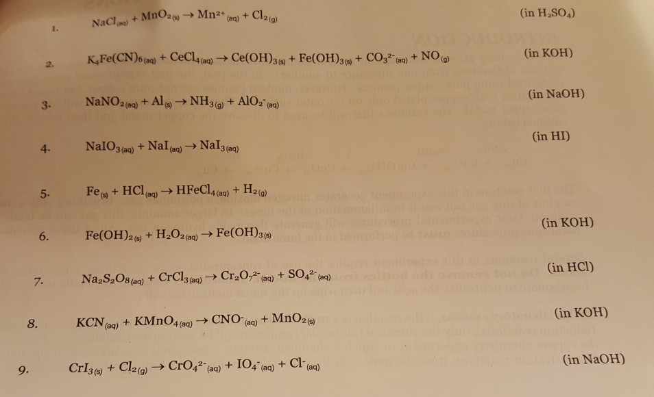 Solved + MnO2(s) → Mn2+ (aq) + Cl2(g) (in H.SO) | Chegg.com