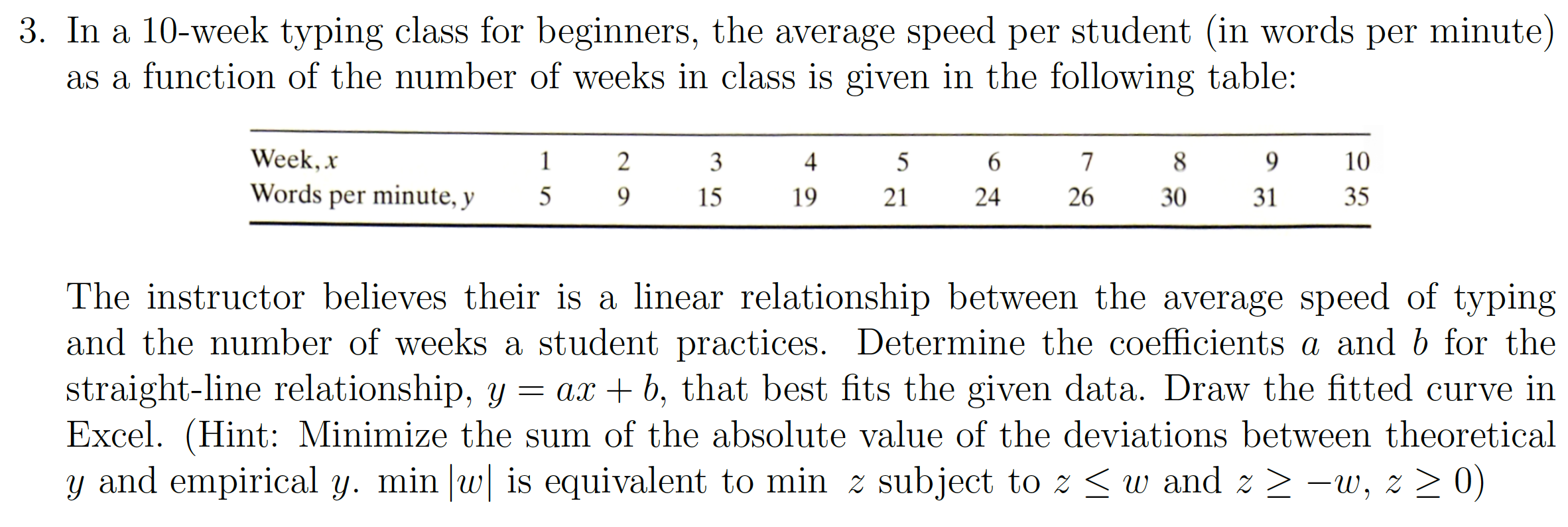 Solved In a 10-week typing class for beginners, the average | Chegg.com