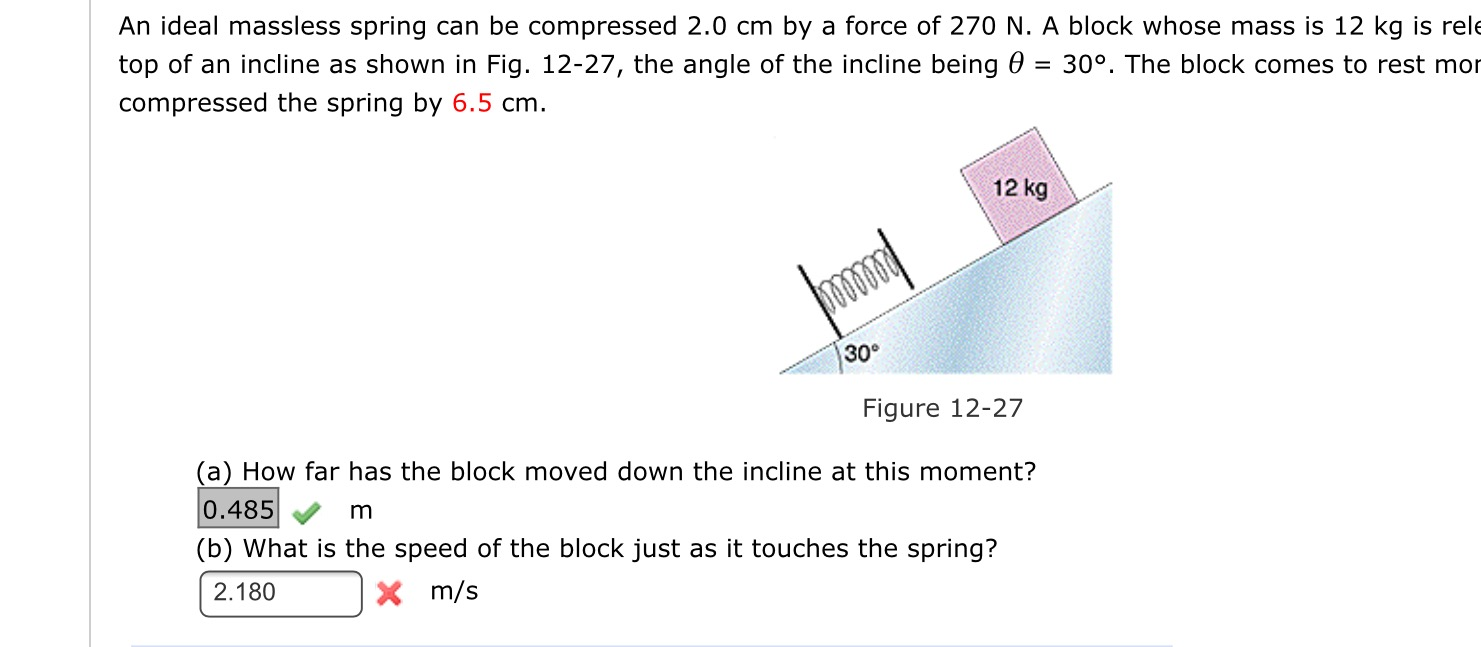 Solved An ideal massless spring can be compressed 2.0 cm by | Chegg.com