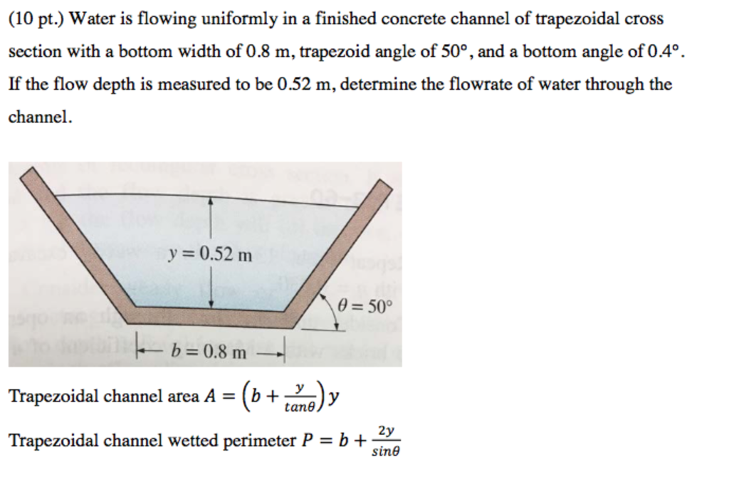 Solved Water is flowing uniformly in a finished concrete | Chegg.com