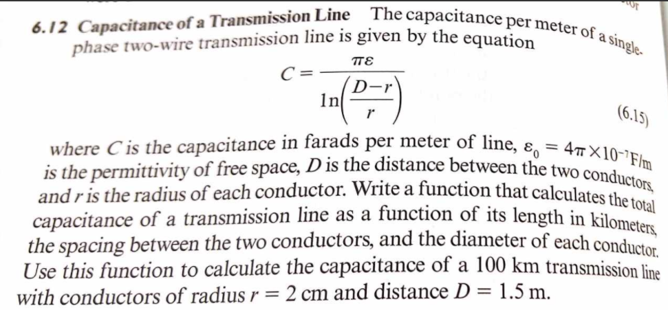 Solved 6. 12 Capacitance of a Transmission Line The capacit | Chegg.com