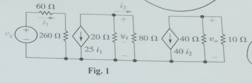Solved find V1, and vg in the circuit shown in below, when | Chegg.com Solved find V1, and vg in the circuit shown in below, when | Chegg.com