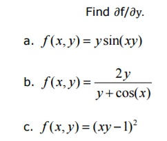 Solved Find partial differential f/partial differential y. | Chegg.com