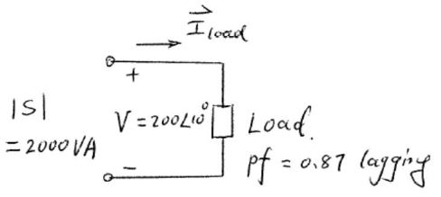Solved Information about a single-phase load is given in the | Chegg.com
