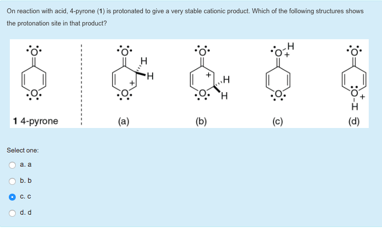 Solved On reaction with acid, 4-pyrone (1) is protonated to | Chegg.com