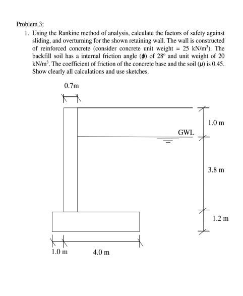 Solved 1. Using the Rankine method of analysis, calculate | Chegg.com