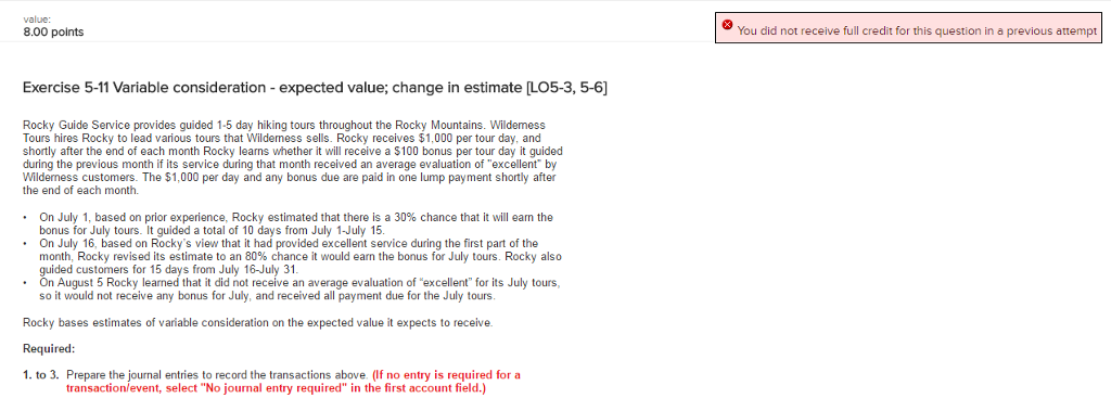 Solved 8.00 points Exercise 5-11 Variable consideration | Chegg.com