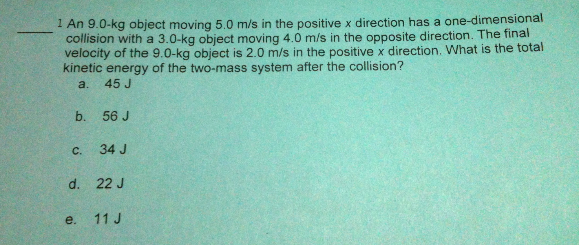 Solved An 9 0 Kg Object Moving 5 0 M S In The Positive X