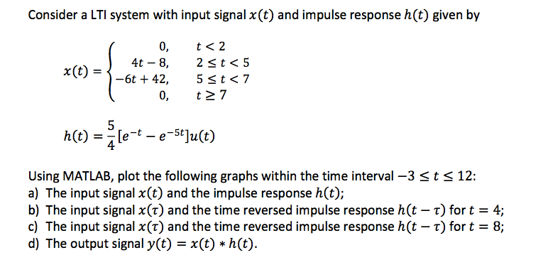 Solved Consider a LTI system with input signal x(t) and | Chegg.com