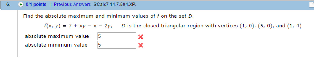 Solved Find the absolute maximum and minimum values of f on | Chegg.com