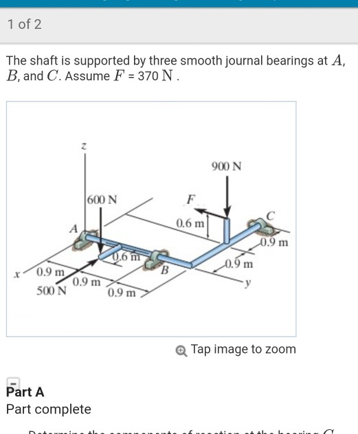 Solved 1 of 2 The shaft is supported by three smooth journal | Chegg.com