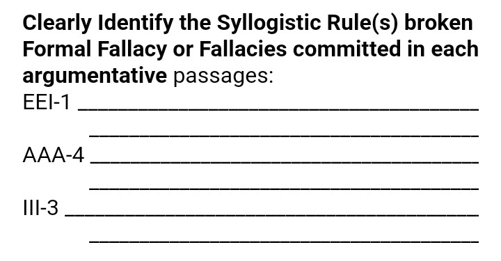Clearly Identify the Syllogistic Rule(s) broken | Chegg.com