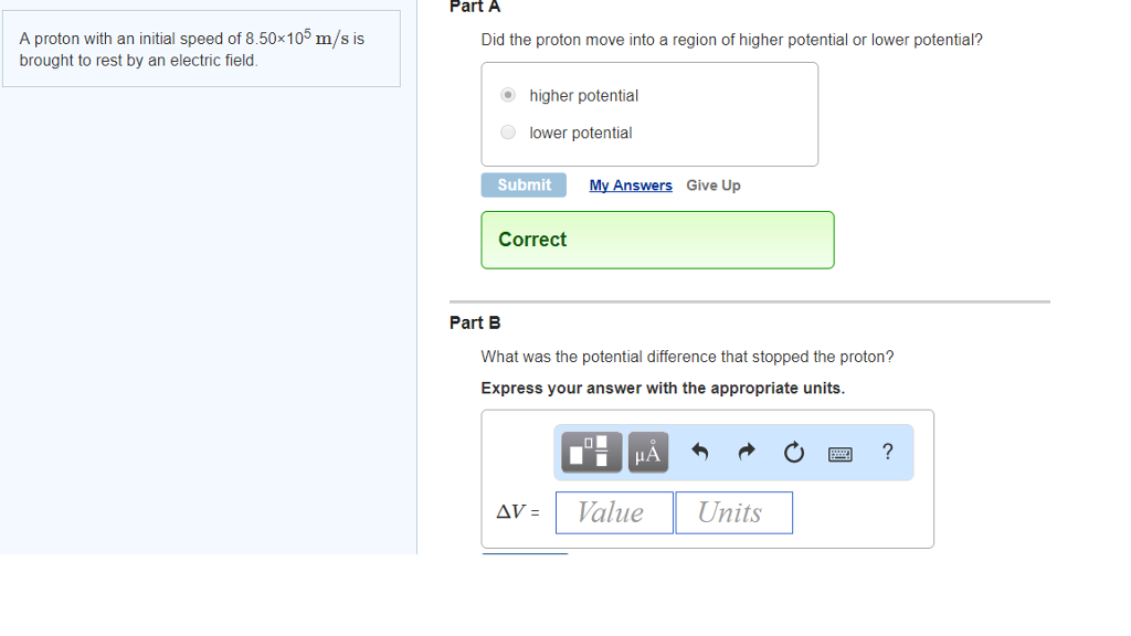 Solved Part A A proton with an initial speed of 8.50x10 m/s | Chegg.com