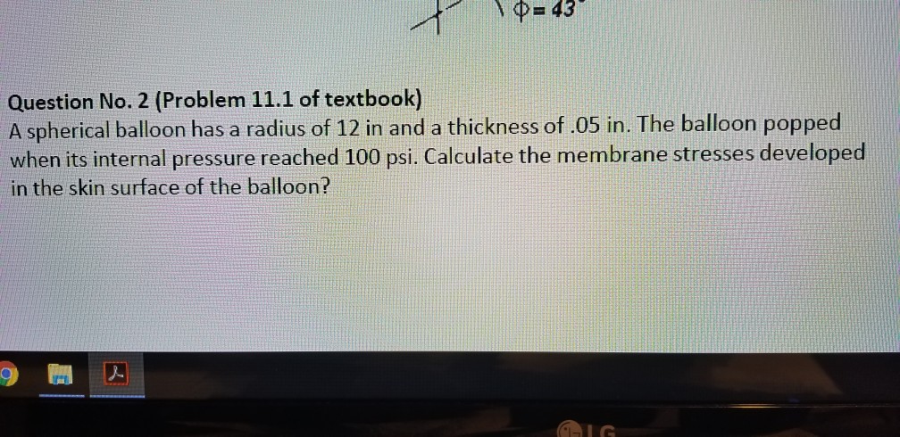 Solved Question No. 2 (Problem 11.1 of textbook) A spherical | Chegg.com
