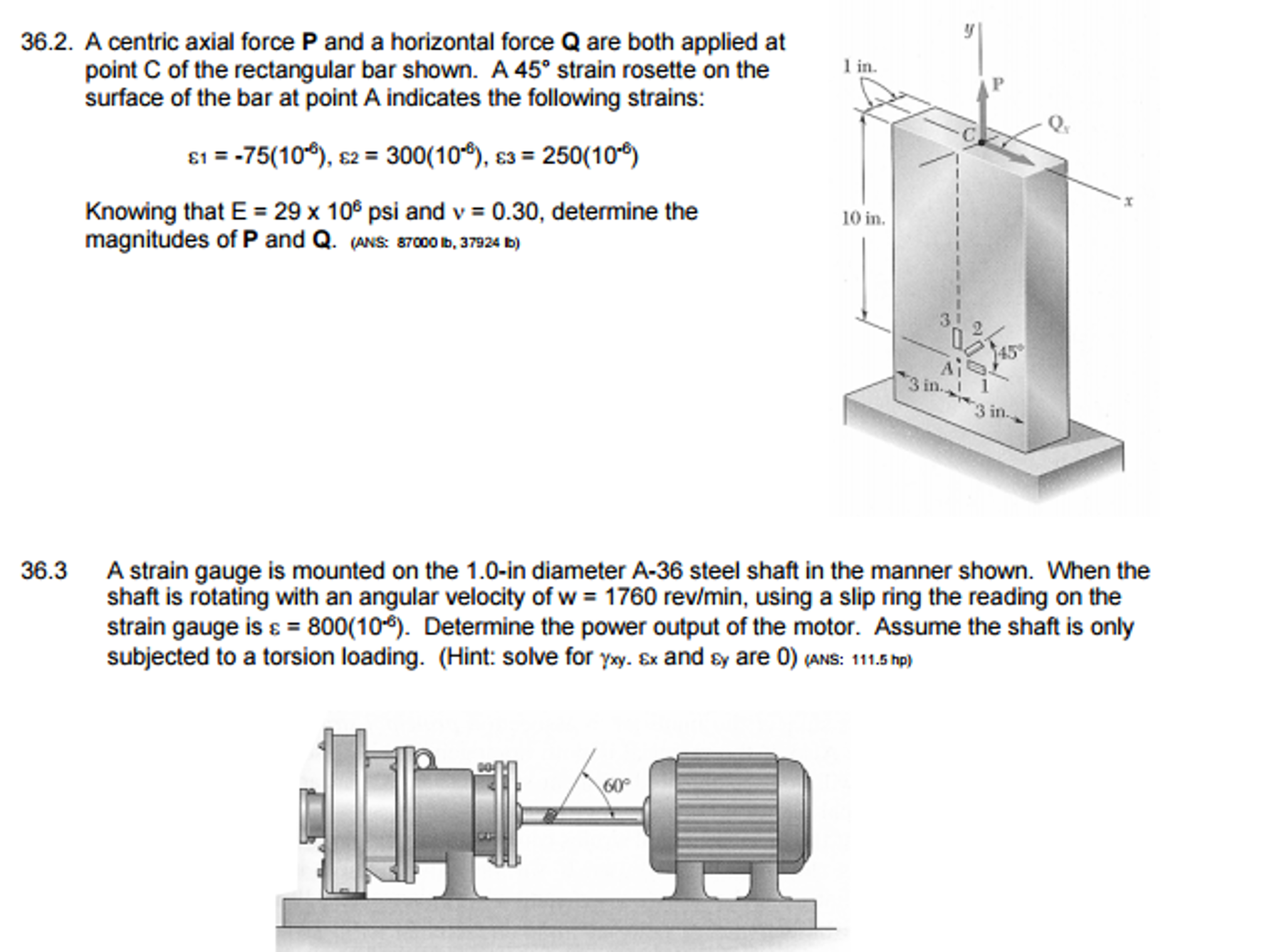 Solved A centric axial force P and a horizontal force Q are | Chegg.com