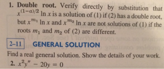 Solved 1.Double root. Verify directly by substitution that | Chegg.com