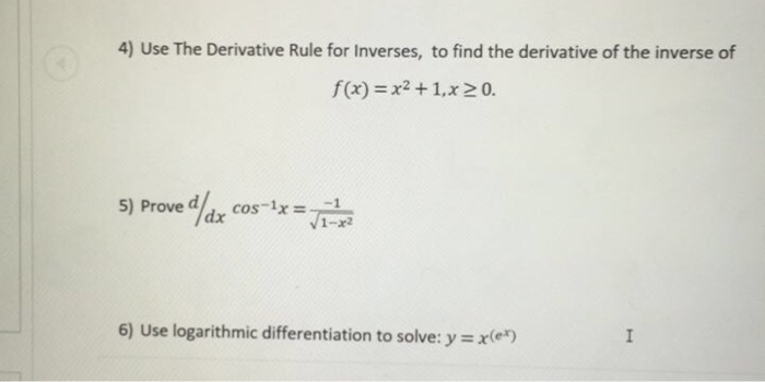 Solved Use The Derivative Rule for Inverses, to find the | Chegg.com