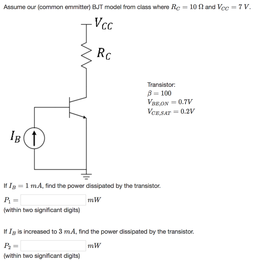 Solved Assume our (common emmitter) BJT model from class | Chegg.com