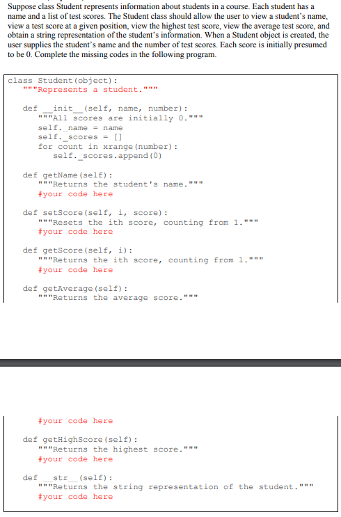 Solved Suppose class Student represents information about | Chegg.com