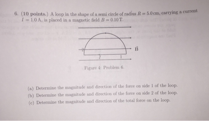 Solved A loop in the shape of a semi circle of radius R = | Chegg.com