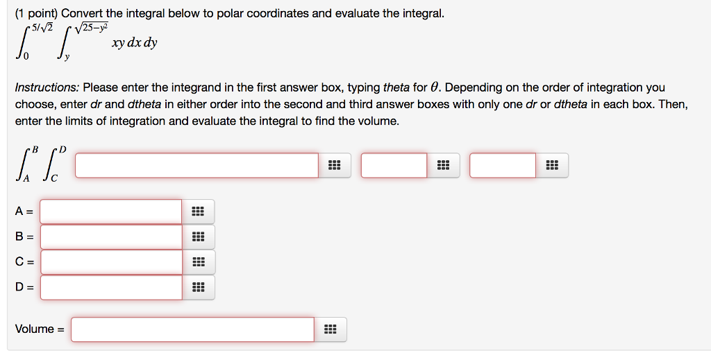 Solved (1 point) Convert the integral below to polar | Chegg.com