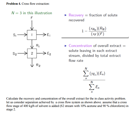 Problem 4. Cross flow extraction: N 3 in this | Chegg.com
