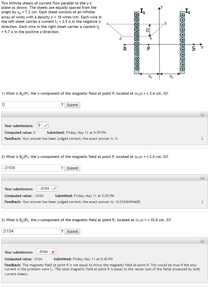 Solved Two infinite sheets of current flow parallel to the | Chegg.com