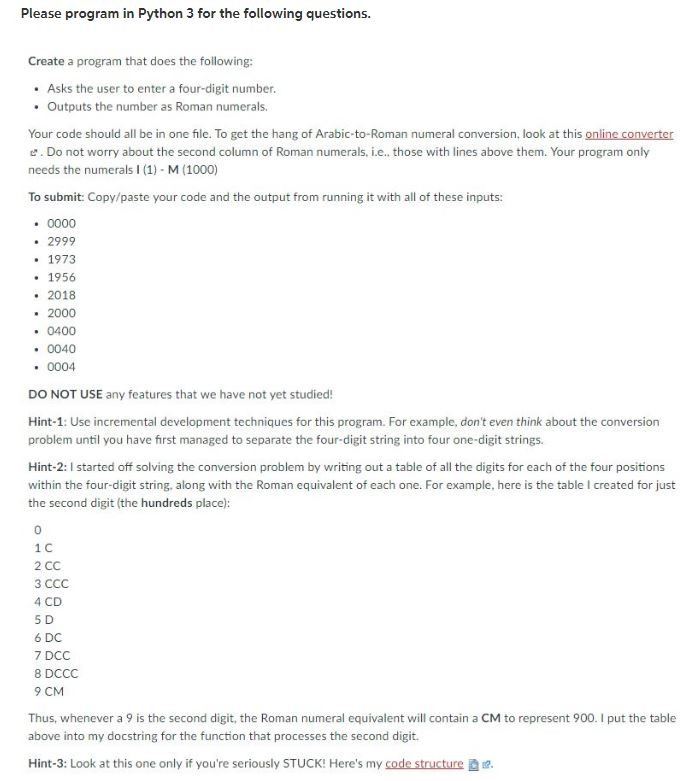 Solved Please program in Python 3 for the following | Chegg.com