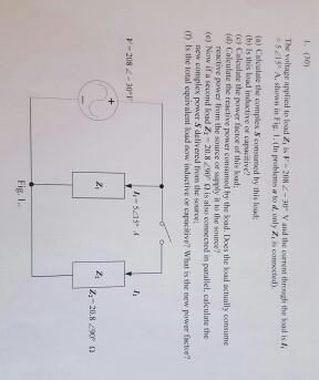 Solved The voltage applied to load is 2084-3U" Vand the | Chegg.com