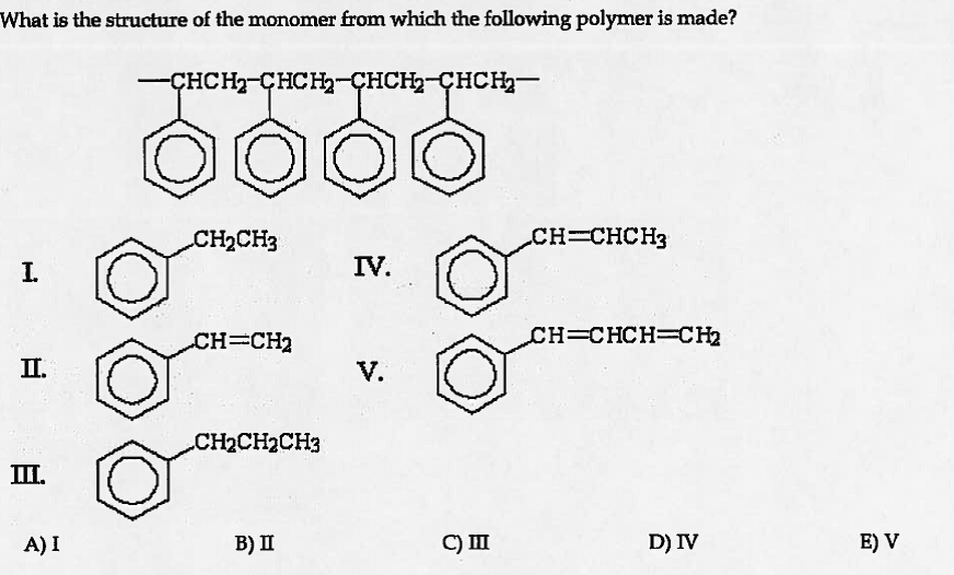 Solved what is structure of the monomer from which the | Chegg.com