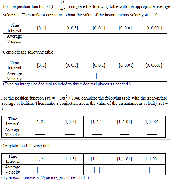 Solved For The Position Function S T 15 T 1 Complete