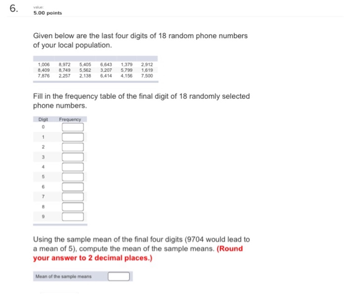 Solved Given below are the last four digits of 18 random | Chegg.com