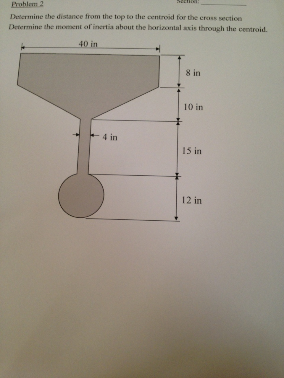 Solved Determine the distance from the top to the centroid | Chegg.com