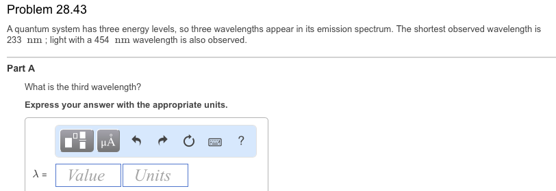 Solved Problem 28.43 A quantum system has three energy | Chegg.com