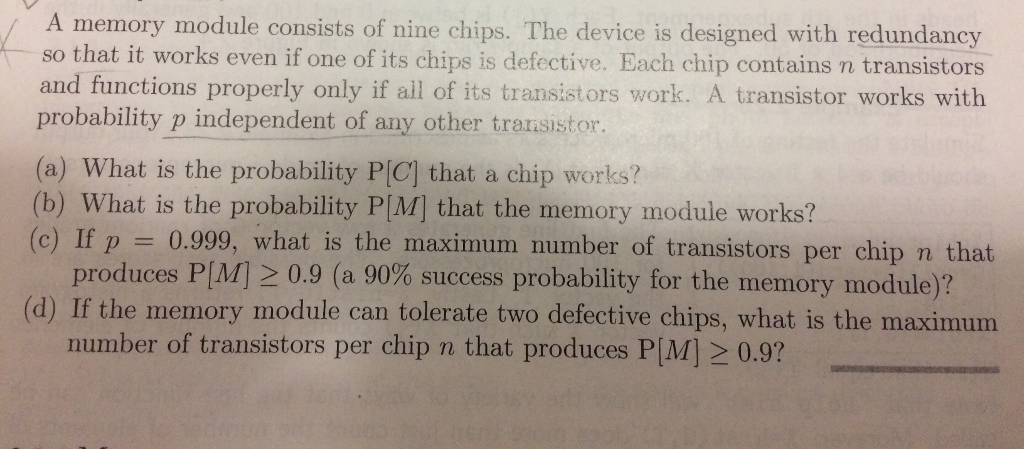 Solved A Memory Module Consists Of Nine Chips The Device Is 