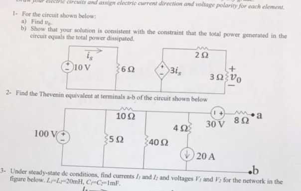Solved For the circuit shown below: Find v_o Show that | Chegg.com