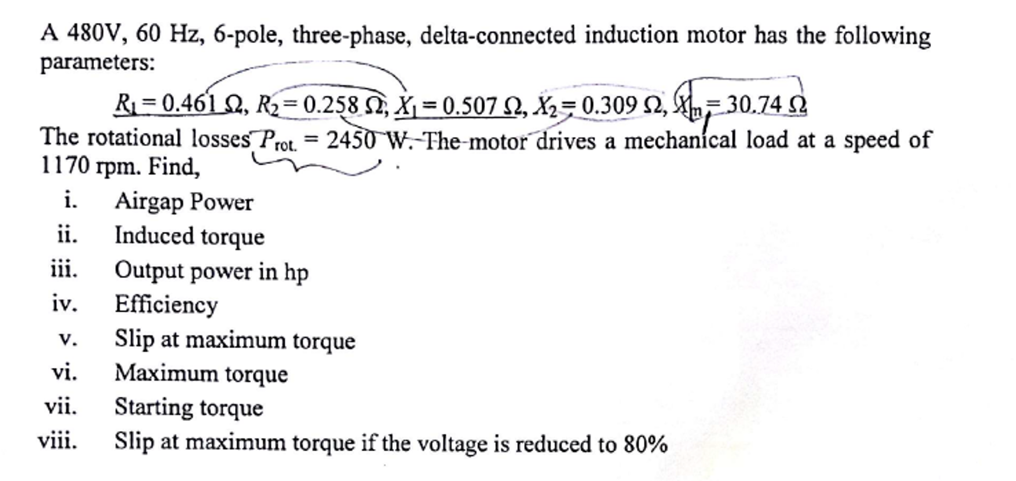 Solved A 480V 60 Hz 6 pole Three phase Delta connected Chegg Solved A 480V 60 Hz 6 pole Three phase Delta connected Chegg