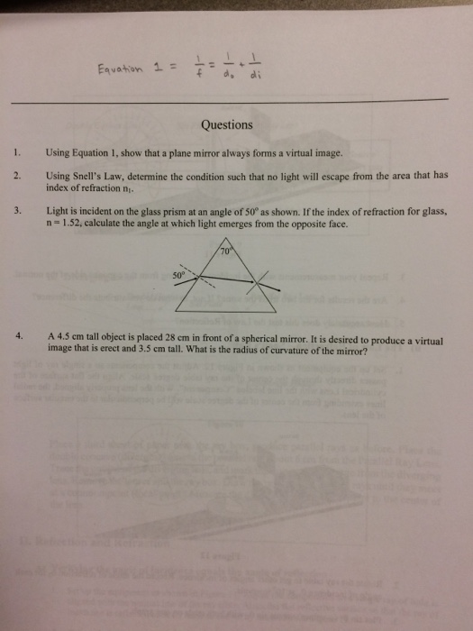 Solved Using Equation 1, show that a plane mirror always | Chegg.com