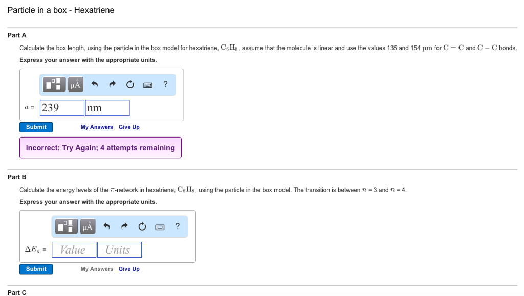 Solved part A and b calculate the box length, using the | Chegg.com