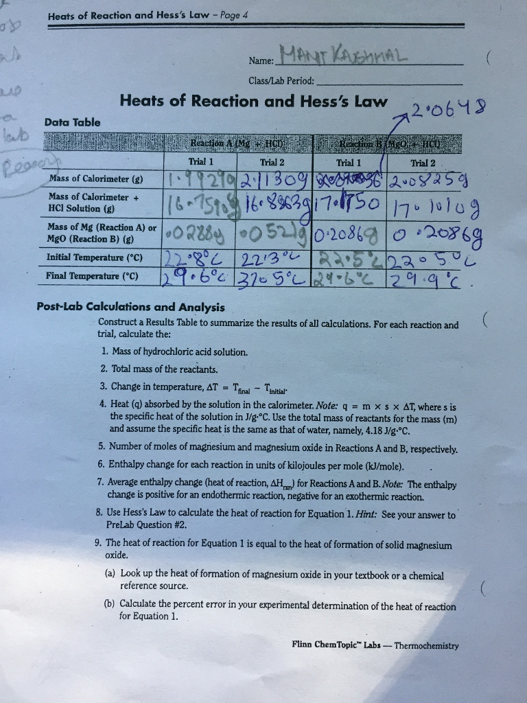 Solved: Help With The POST LAB QUESTION 8, 9 And In Findin... | Chegg.com