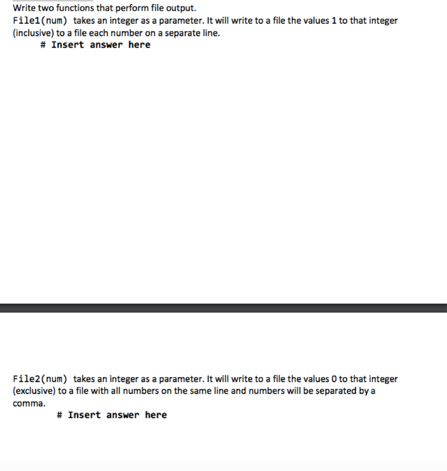 Solved Write two functions that perform file output. | Chegg.com
