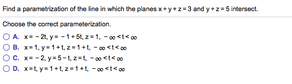 Solved Find a parametrization of the line in which the | Chegg.com