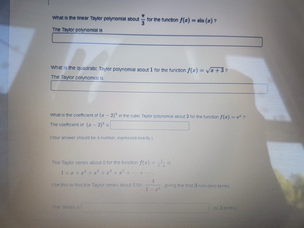 Solved what is the linear Taylor polynomial about ? for the | Chegg.com