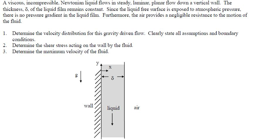 Solved A Viscous Incompressible Newtonian Liquid Flows In