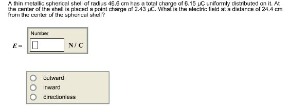 Solved A thin metallic spherical shell of radius 46.6 cm has | Chegg.com