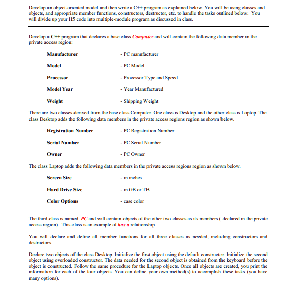 Solved Develop an object-oriented model and then write a | Chegg.com