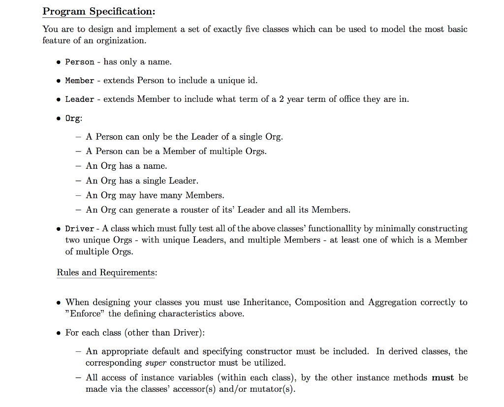 Solved Program Specification You Are To Design And