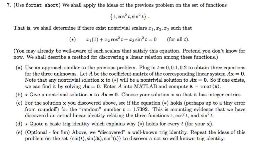 MATLAB QUESTION *I would greatly appreciate it if | Chegg.com