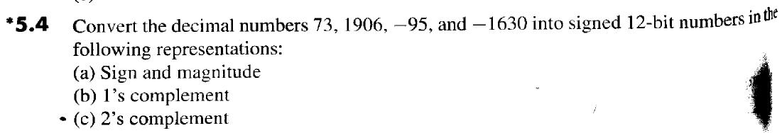 Solved Convert the decimal numbers 73, 1906, -95, and -1630 | Chegg.com