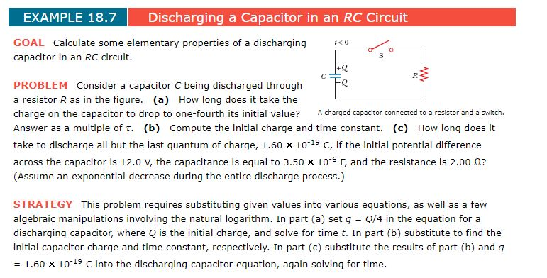 Solved EXAMPLE 18.7 Discharging a Capacitor in an RC Circuit | Chegg.com Solved EXAMPLE 18.7 Discharging a Capacitor in an RC Circuit | Chegg.com